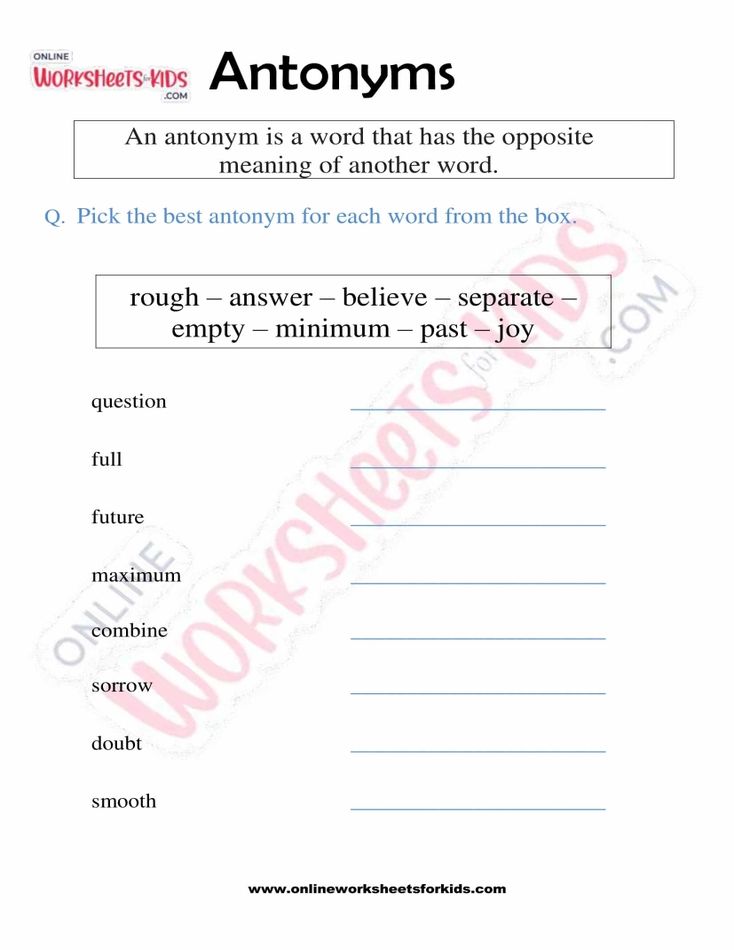 Antonym worksheets for Kids 04