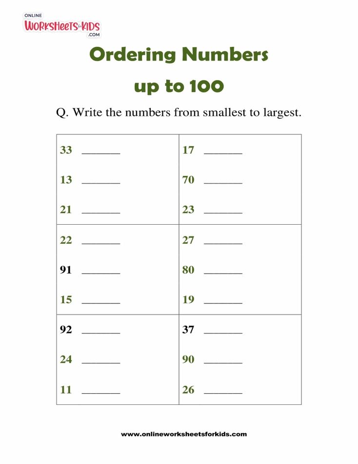 Ordering Numbers Worksheets 02